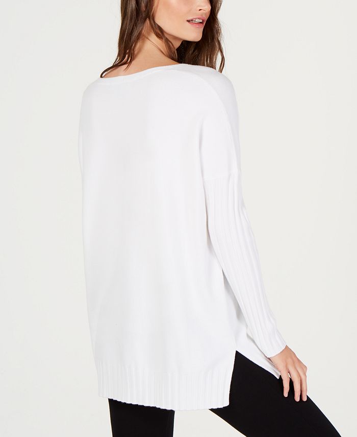 French Connection Ribbed V-Neck Sweater - Macy's
