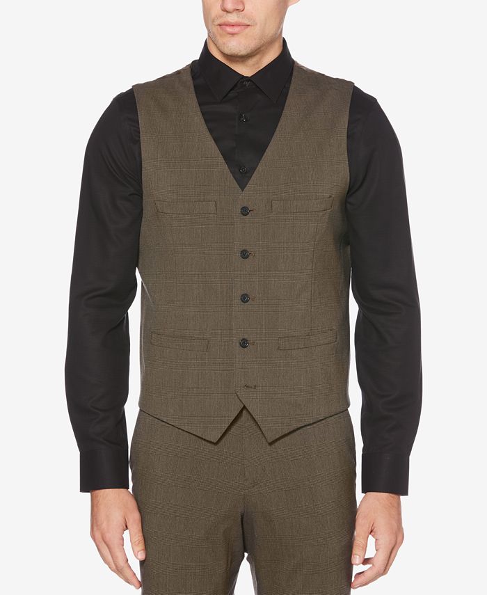Perry Ellis Men's Slim-Fit Stretch Plaid Vest - Macy's