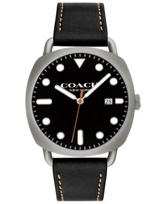 COACH Men's Tatum Black Leather Strap Watch 40mm - Macy's