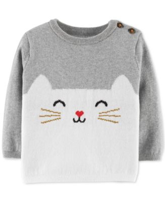 Carter's Baby Girls Cotton Cat Sweater - Macy's