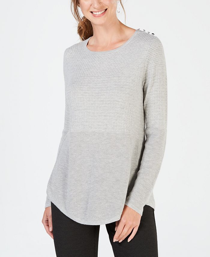 Charter Club Mixed-Knit Pleated-Back Sweater, Created for Macy's - Macy's