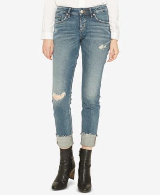 Silver Jeans Co. Ripped Boyfriend Jeans - Macy's