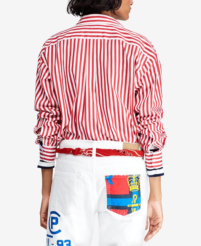 Polo Ralph Lauren Striped Cotton Boyfriend Shirt - Macy's
