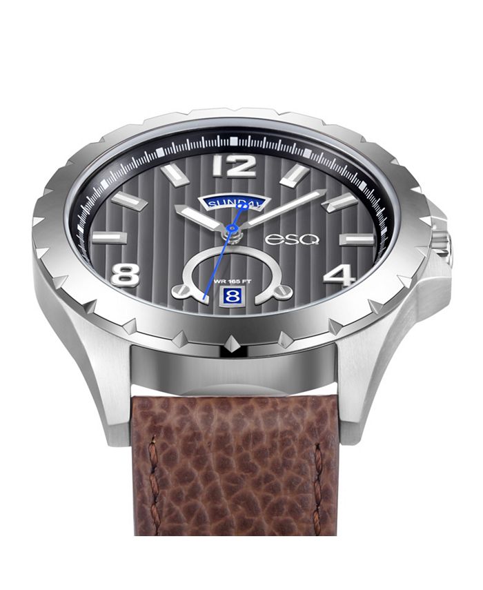 ESQ Men's Stainless Steel Watch, Grey Dial, Day and Date Windows - Macy's