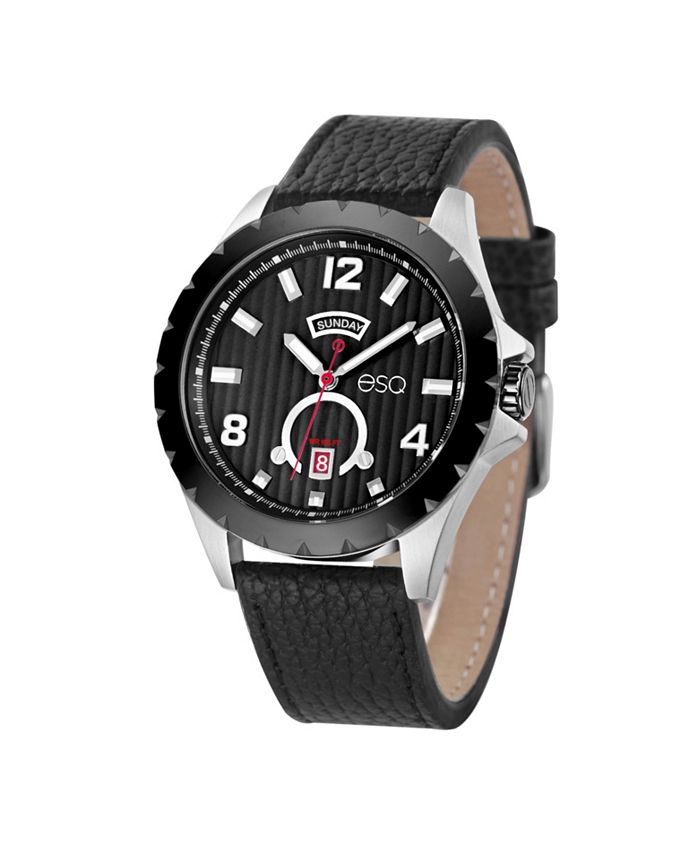 ESQ Men's Stainless Steel Watch, Black Dial, Day and Date Windows - Macy's