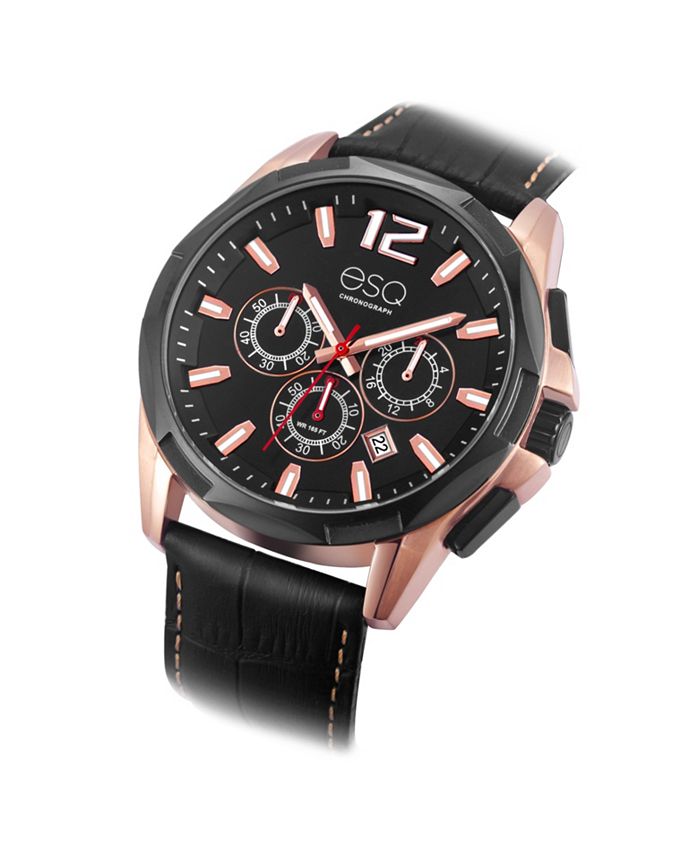 ESQ Men's Two-Tone Stainless Steel Chronograph Bracelet Watch, Black ...