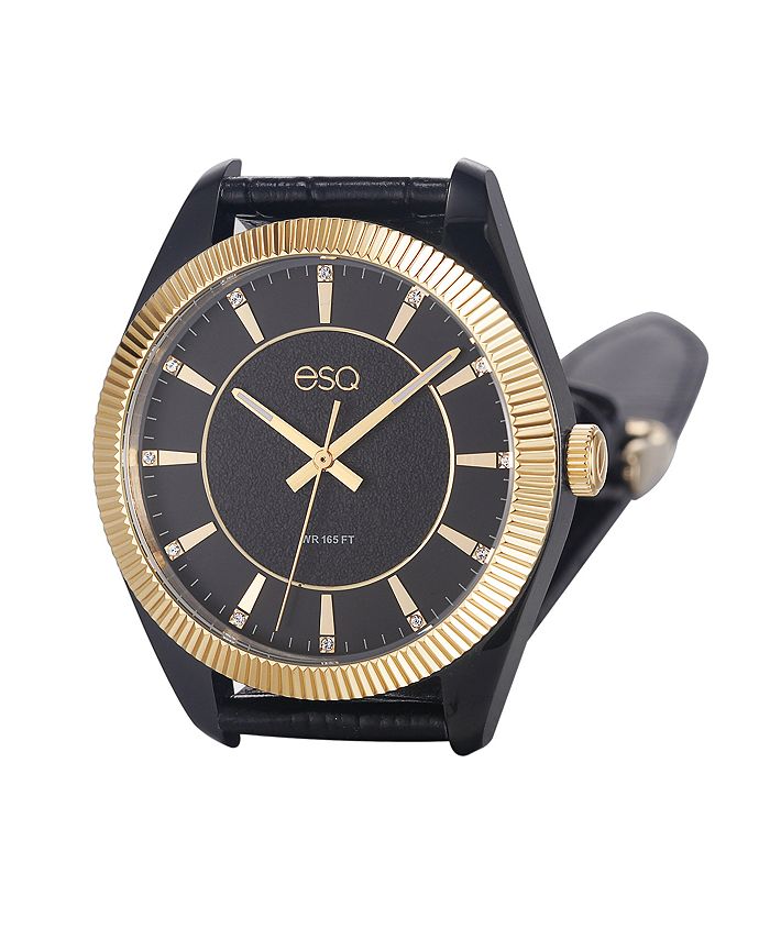 ESQ Men's Black IP Stainless Steel Watch with Black Dial and Crystal ...