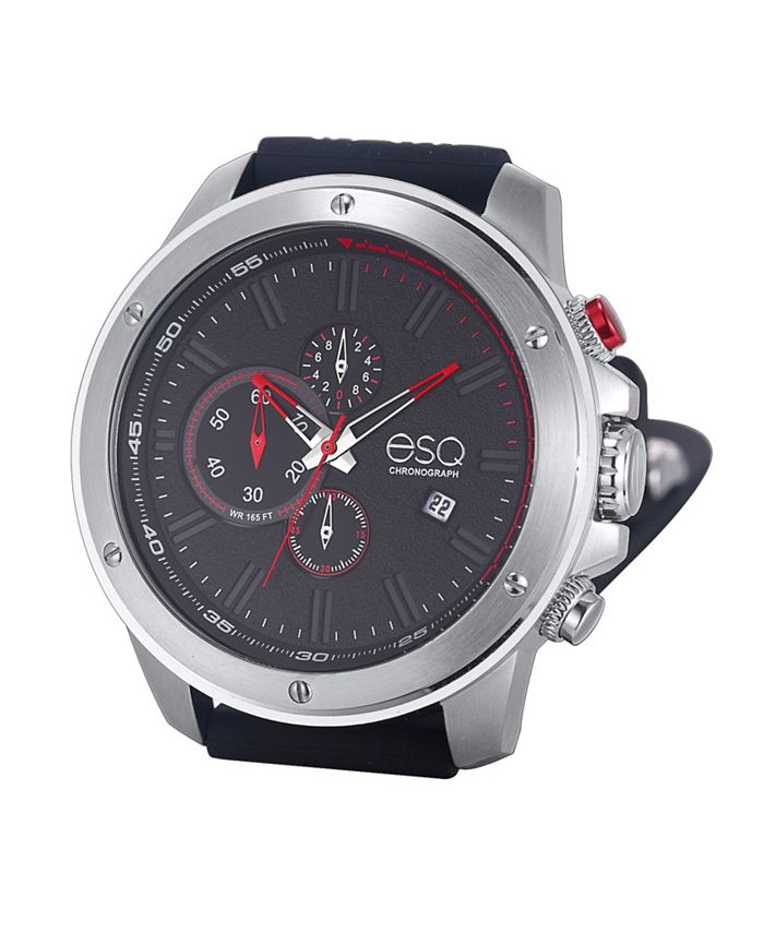 ESQ Men's Stainless Steel Chronograph Watch, Date Window and Silicone ...