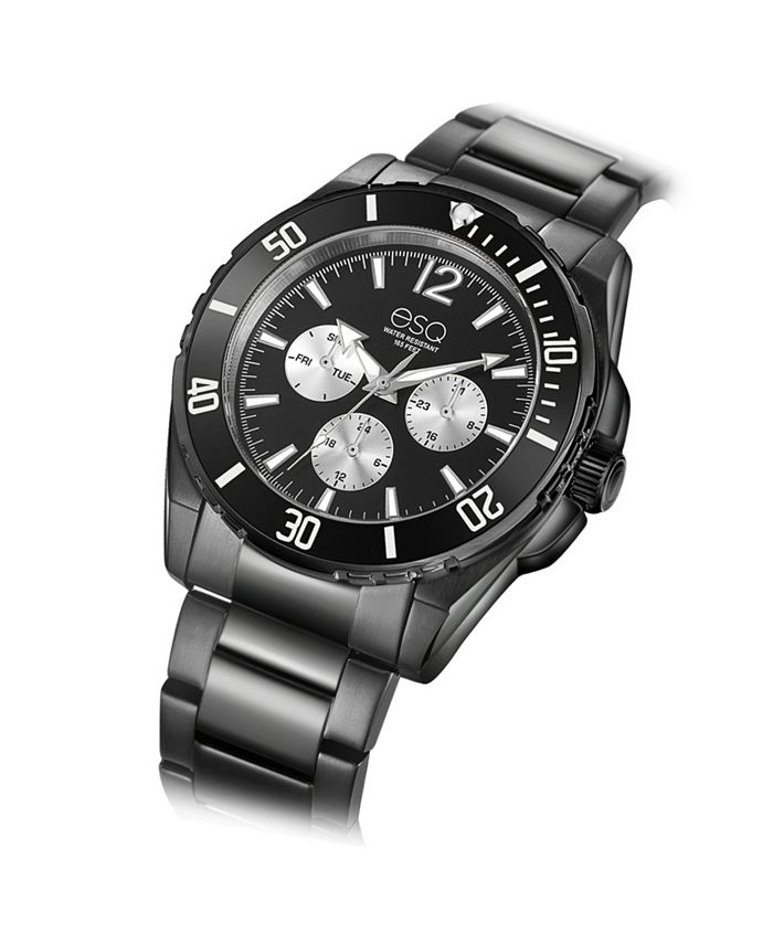 ESQ Men's Multi-Function Black IP Stainless Steel Bracelet Watch, Black ...