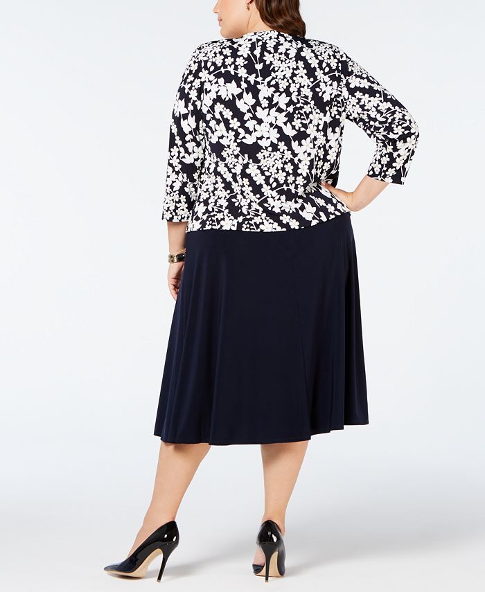 Jessica Howard Plus Size Printed Jacket & Printed-Waist Dress - Macy's