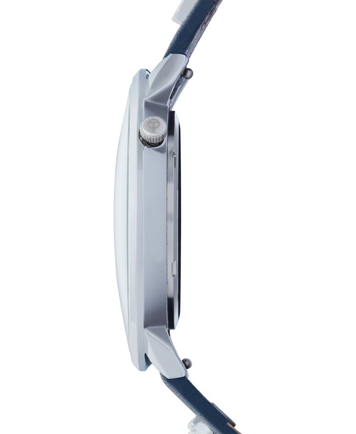 Thom Olson Women's Navy Leather Strap Watch 40mm - Macy's