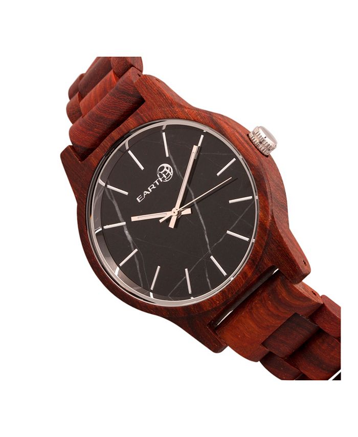 Earth Wood Tuckahoe Marble-Dial Wood Bracelet Watch Red 40Mm - Macy's