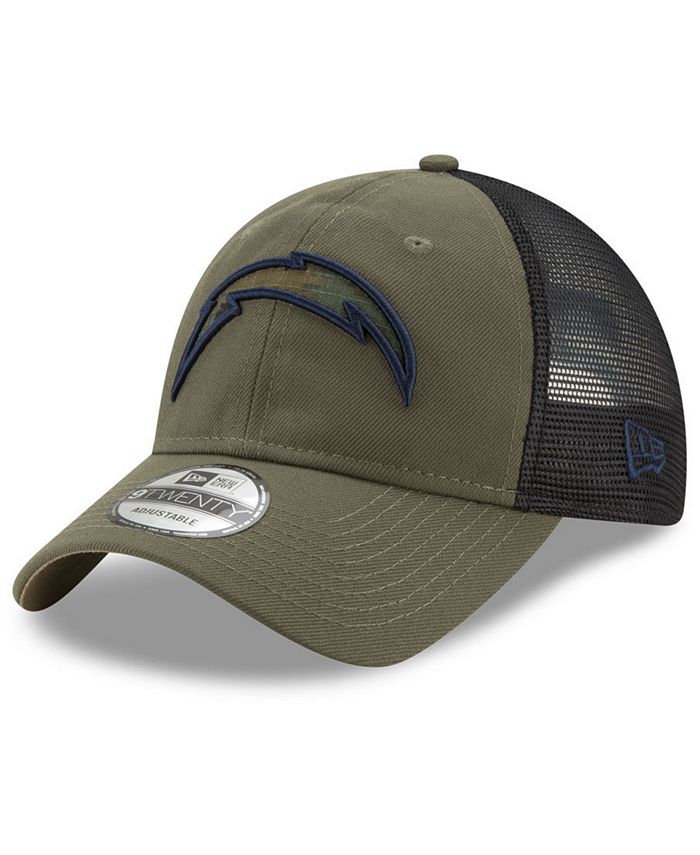 New Era Los Angeles Chargers Camo Service Patch 9TWENTY Trucker Cap ...