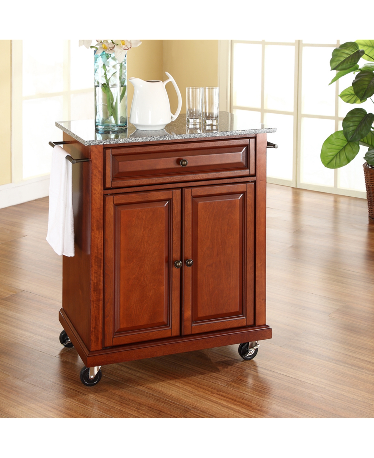 Click here for Solid Granite Top Portable Kitchen Cart Island - C... prices