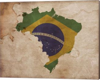 Map With Flag Overlay Brazil By Color Me Happy Canvas Art - Macy's