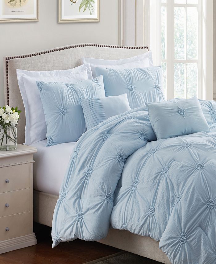 Cathay Home Inc. Floral Pintuck Full/Queen Comforter Set - Macy's