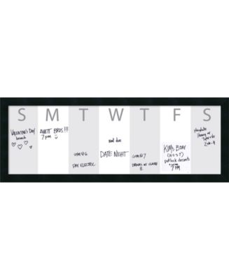Amanti Art Grey Week Calendar Horizontal 38x14 Framed Glass Dry Erase ...