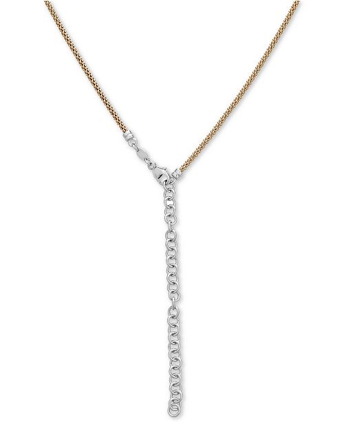 Macy's Diamond Two-Tone Lariat Necklace (1/8 ct. t.w.) in 14k Gold ...