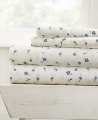 Soft Floral Double Brushed Patterned Sheet Set, Twin - Macy's