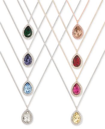 Givenchy Pavé & Stone Pear Pendant Necklace, 16" + 3" extender, Created ...