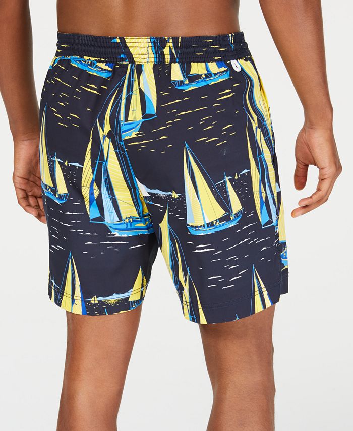 Tommy Hilfiger Men's Dock Sailboat-Print 6.5" Swim Trunks, Created for ...