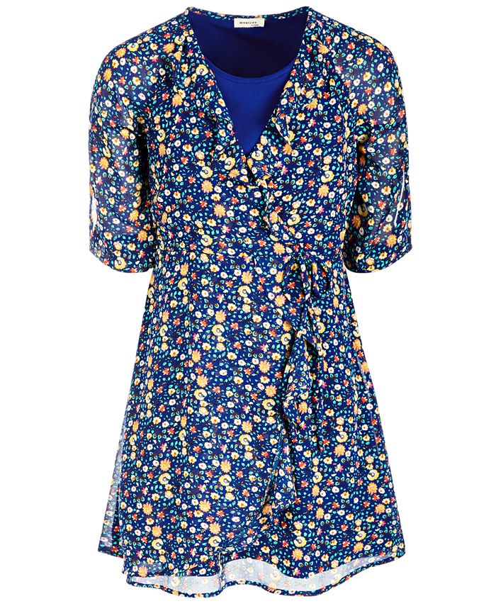 Monteau Big Girls Floral Print Wrap Dress Macys