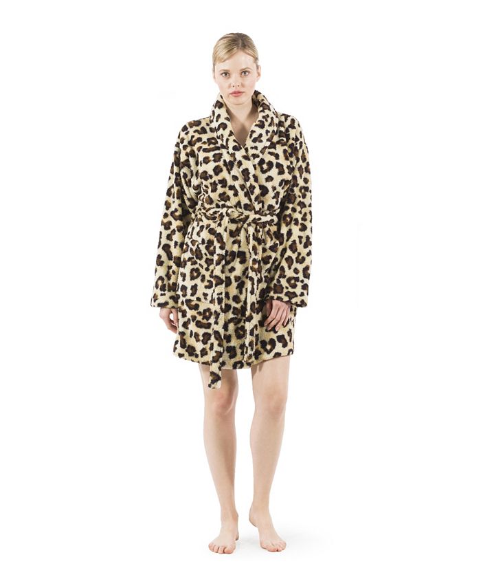 Linum Home Super Plush Leopard Bath Robe - Macy's