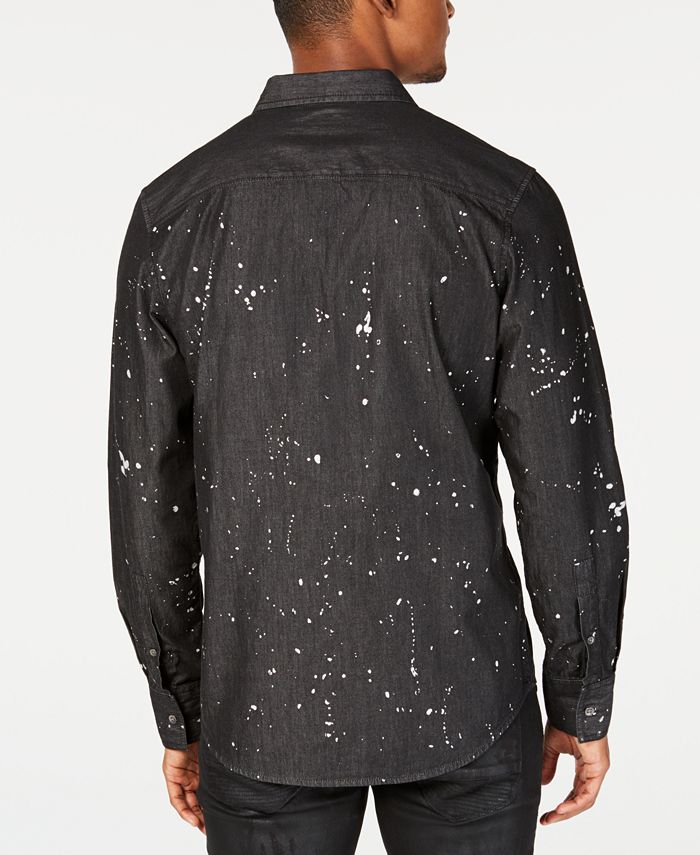 INC International Concepts I.N.C. Men's Gray Denim Paint Splatter Shirt ...