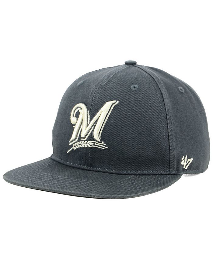 '47 Brand Milwaukee Brewers Garment Washed Navy Snapback Cap - Macy's