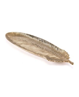 Zuo Large Gold Feather Plate - Macy's
