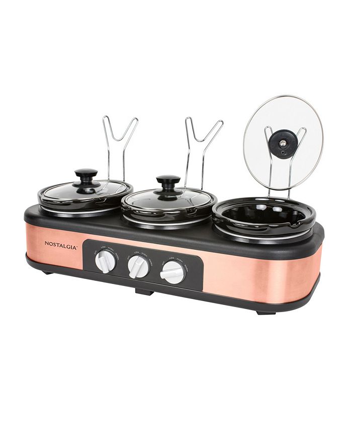 Ronco HomeCraft 3-Station 1.5-Quart Oval Slow Cooker Buffet - Copper ...