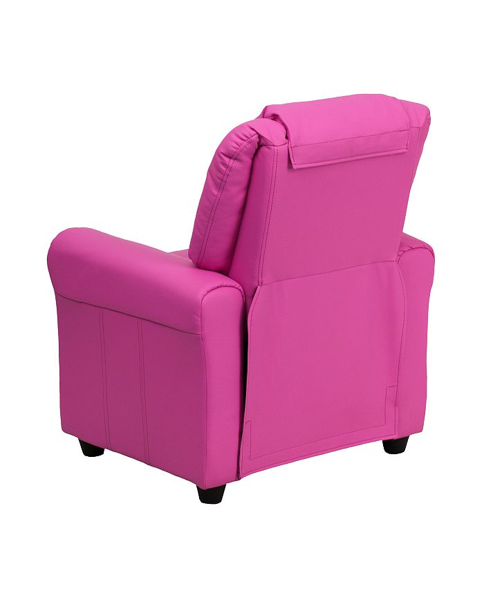 Flash Furniture Contemporary Hot Pink Vinyl Kids Recliner With Cup ...