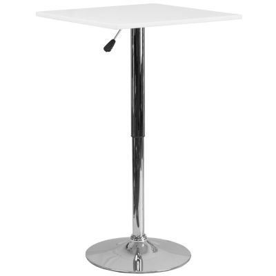 23.75'' Square Adjustable Height White Wood Table (Adjustable Range 33 ...