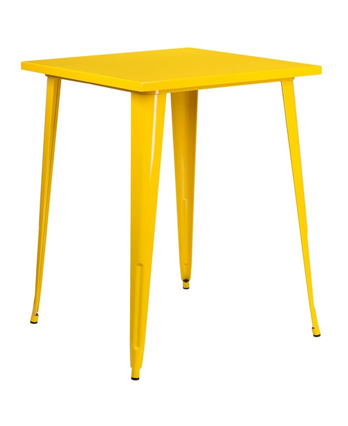 Flash Furniture 31.5'' Square Yellow Metal Indoor-Outdoor Bar Height ...