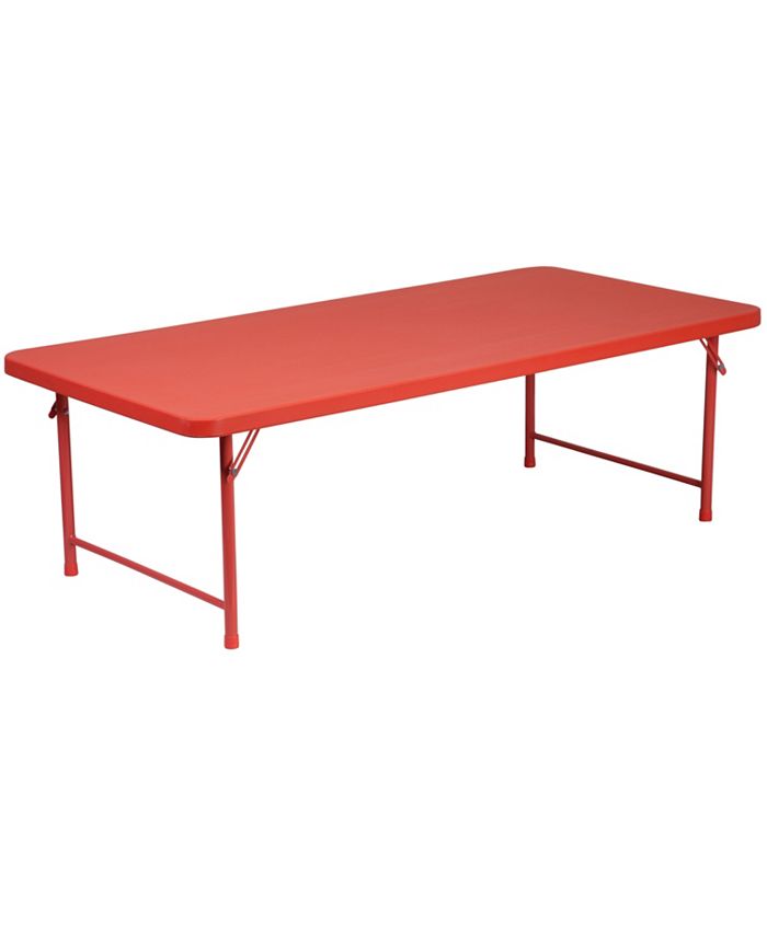 Flash Furniture 30''W X 60''L X 19''H Kid'S Red Plastic Folding Table ...
