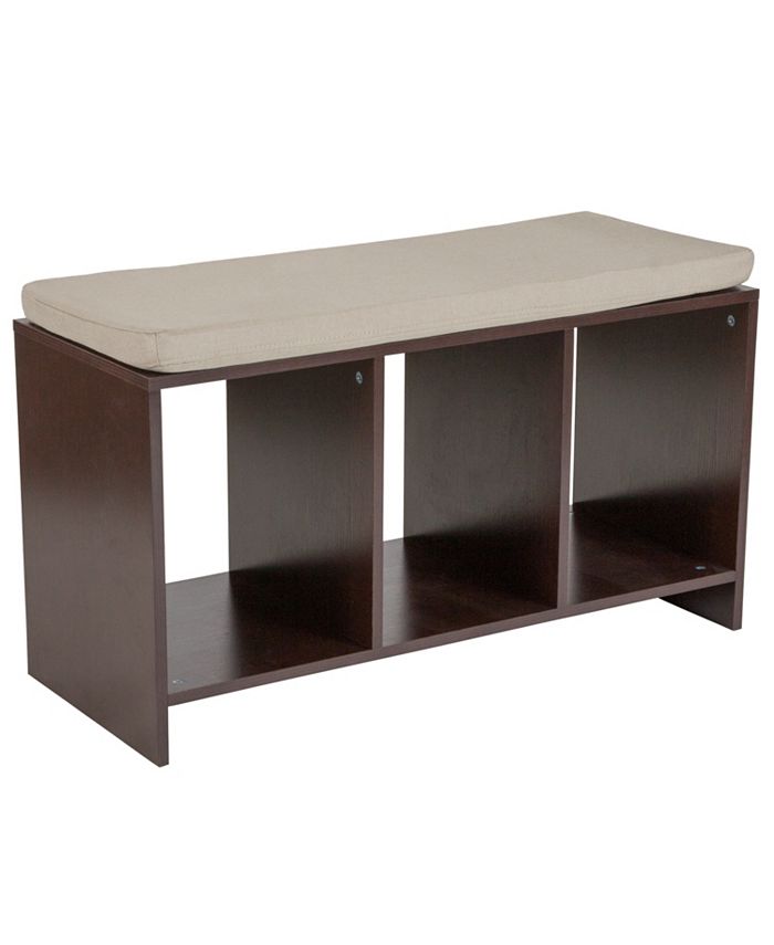 Flash Furniture Prospect Hill Espresso Wood Finish Storage Bench With ...