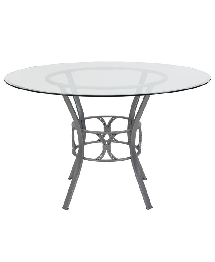 Flash Furniture Carlisle 48'' Round Glass Dining Table With Silver ...