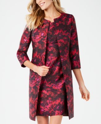 Kasper Printed Open-Front Long Jacket - Macy's