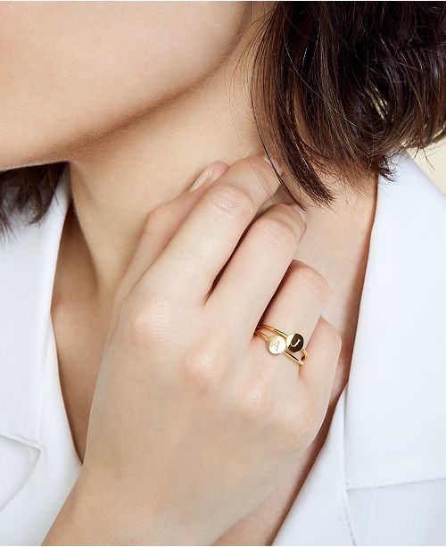 Sarah Chloe Engraved Initial Ring in 14k Gold-Plated Sterling Silver ...