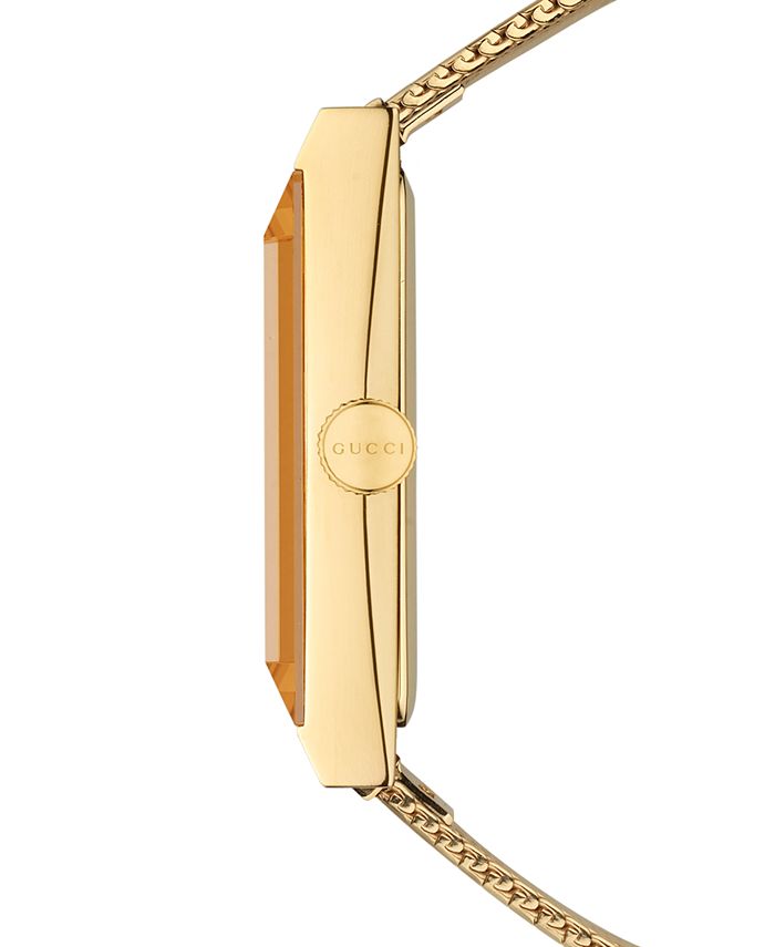 Gucci Women's Swiss G-Frame Gold-Tone PVD Stainless Steel Mesh Bracelet ...