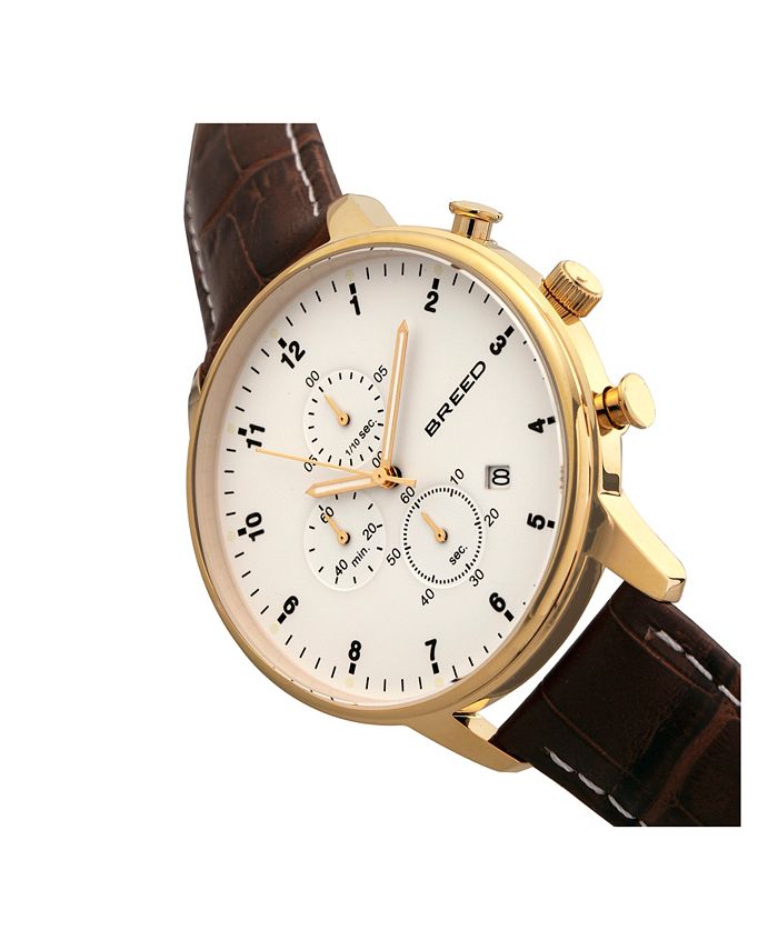 Breed Quartz Holden Chronograph Gold And Brown Genuine Leather Watches ...