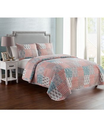 VCNY Home Anna 3-Pc. Patchwork Full/Queen Quilt Set - Macy's