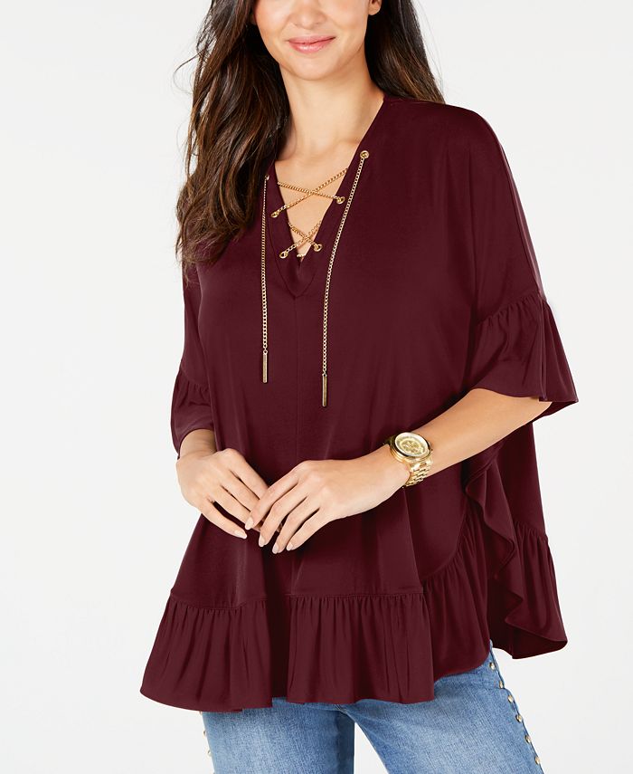 Michael Kors Chain Lace-Up Top - Macy's
