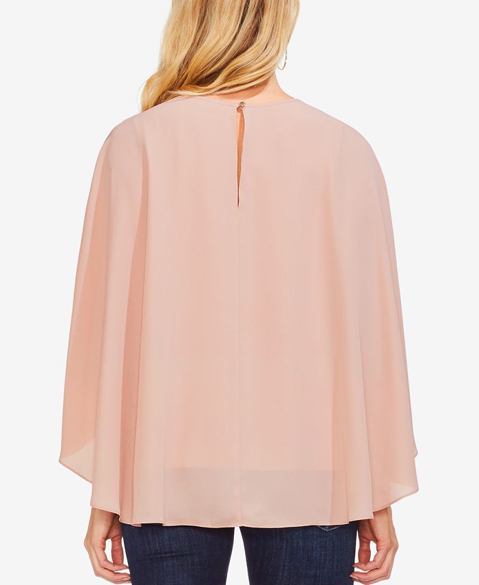 Vince Camuto Gathered-Neck Cape-Overlay Top - Macy's