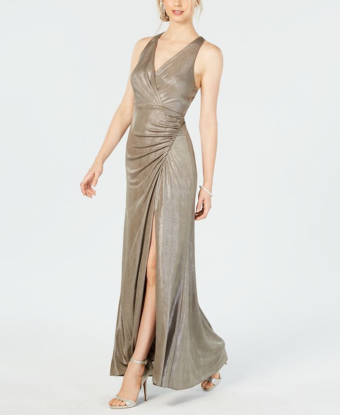 Adrianna Papell Metallic Jersey Gown - Macy's