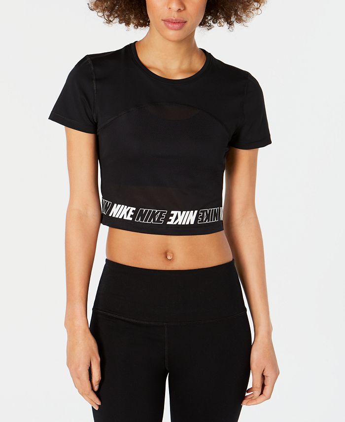 Nike Women's Pro Logo Cropped T-Shirt - Macy's