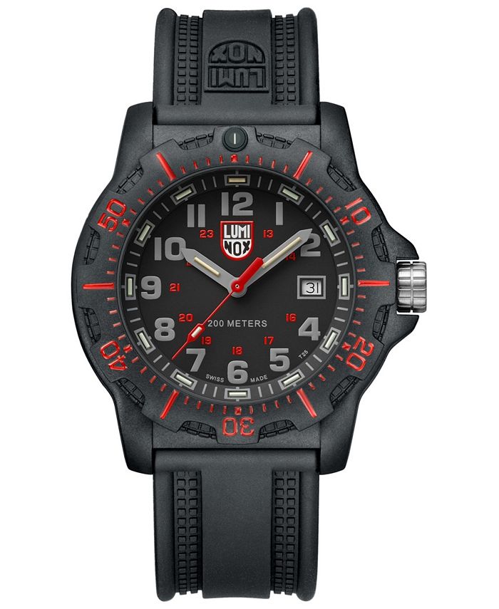 Luminox Men's 8895 Black OPS Red Accent Dial Rubber Strap Watch - Macy's
