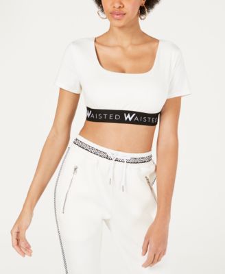 Waisted Elastic-Band Logo Crop Top - Macy's