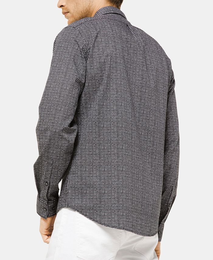 Michael Kors Men's Slim-Fit Mini-Check Shirt, Created for Macy's - Macy's