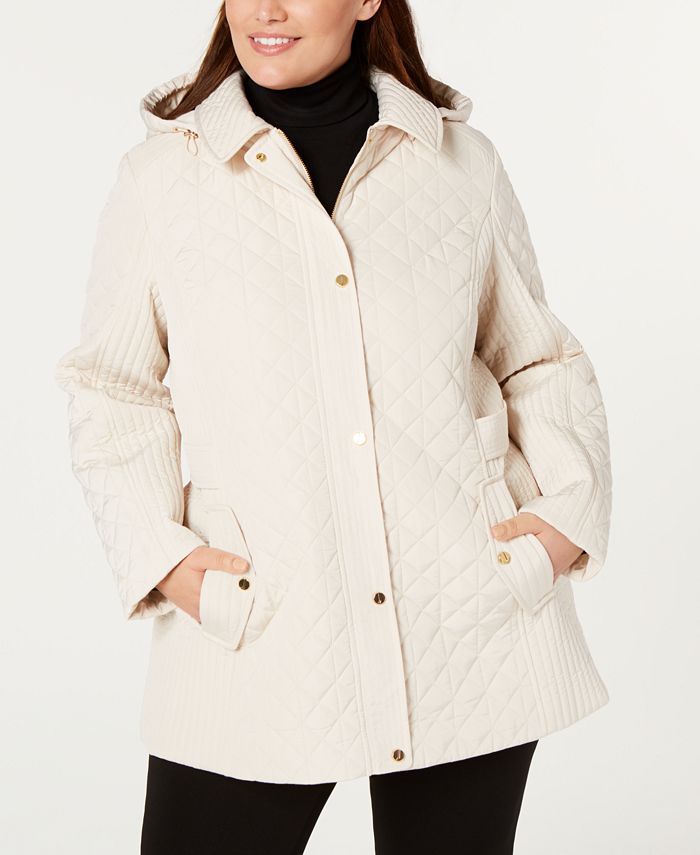 Jones New York Plus Size Quilted Side-Strap Coat - Macy's